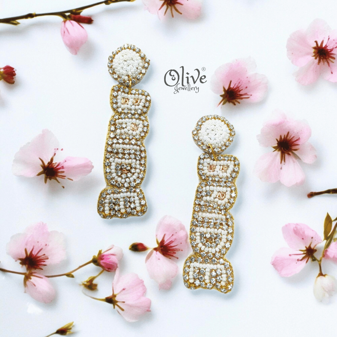 The Bride Earrings - The Beaded Earrings – Olive Jewellery